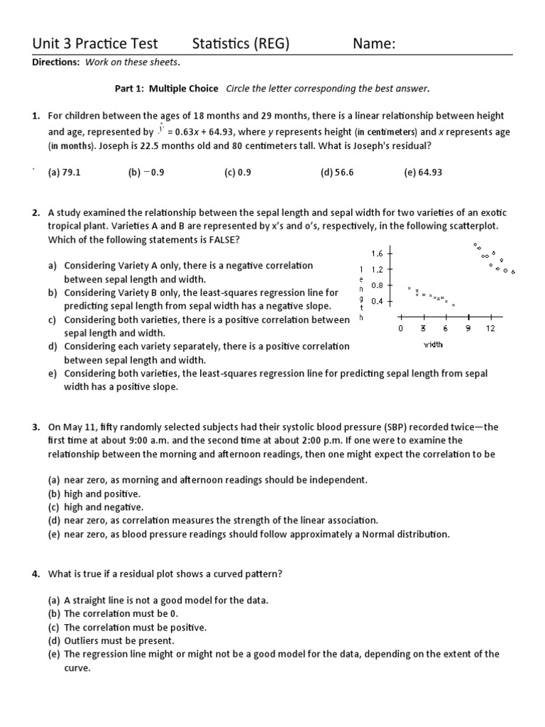 2 - 6 - Practice Test REG | PDF | Regression Analysis | Errors And ...