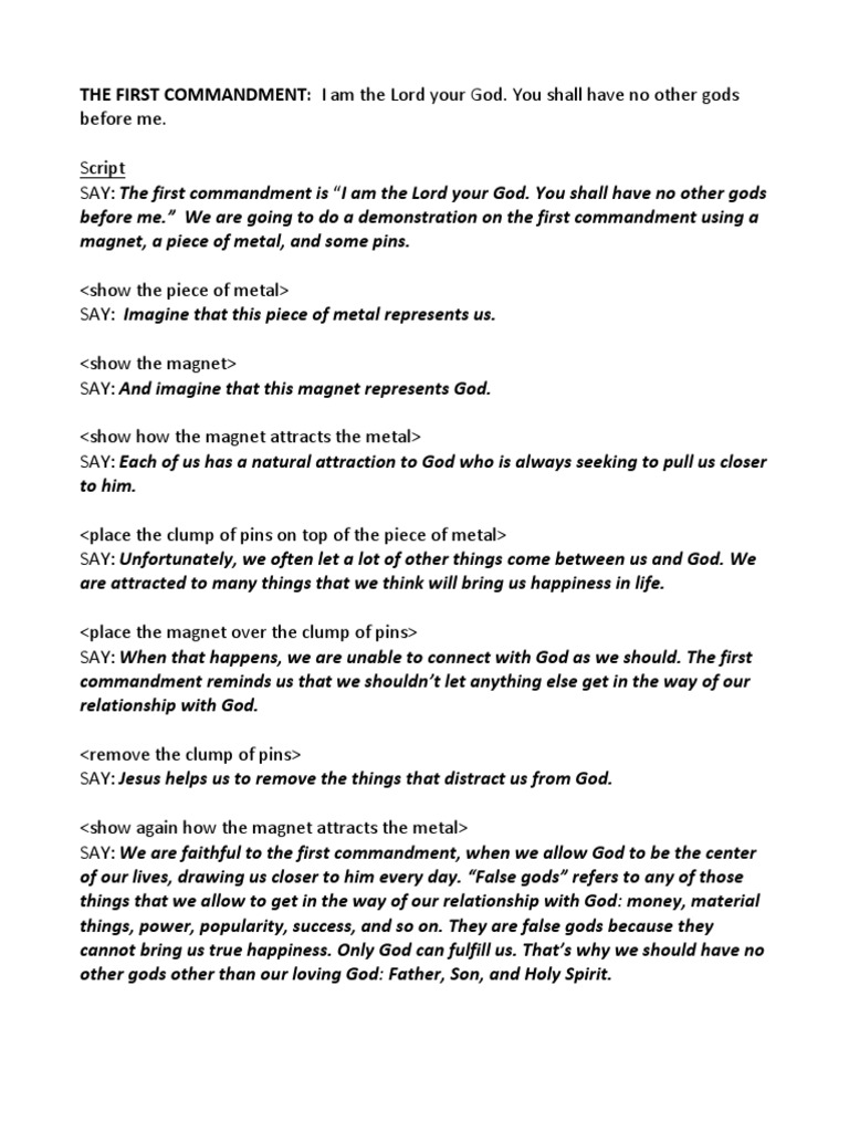 Ten Commandments Video Scripts | PDF | Ten Commandments
