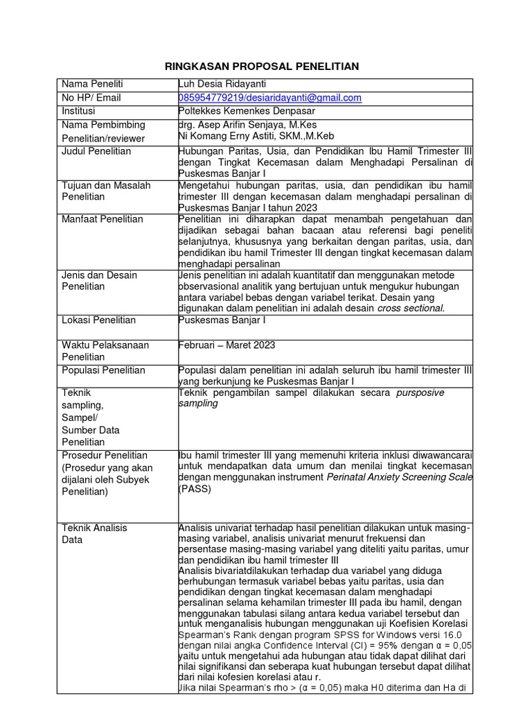 Format Ringkasan Proposal | PDF
