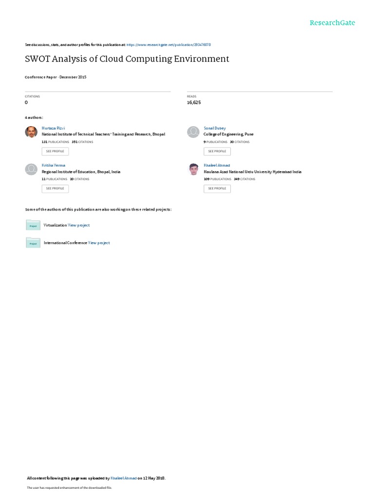 Springer SWOTAnalysisofCloudComputing | PDF | Cloud Computing | Swot Analysis