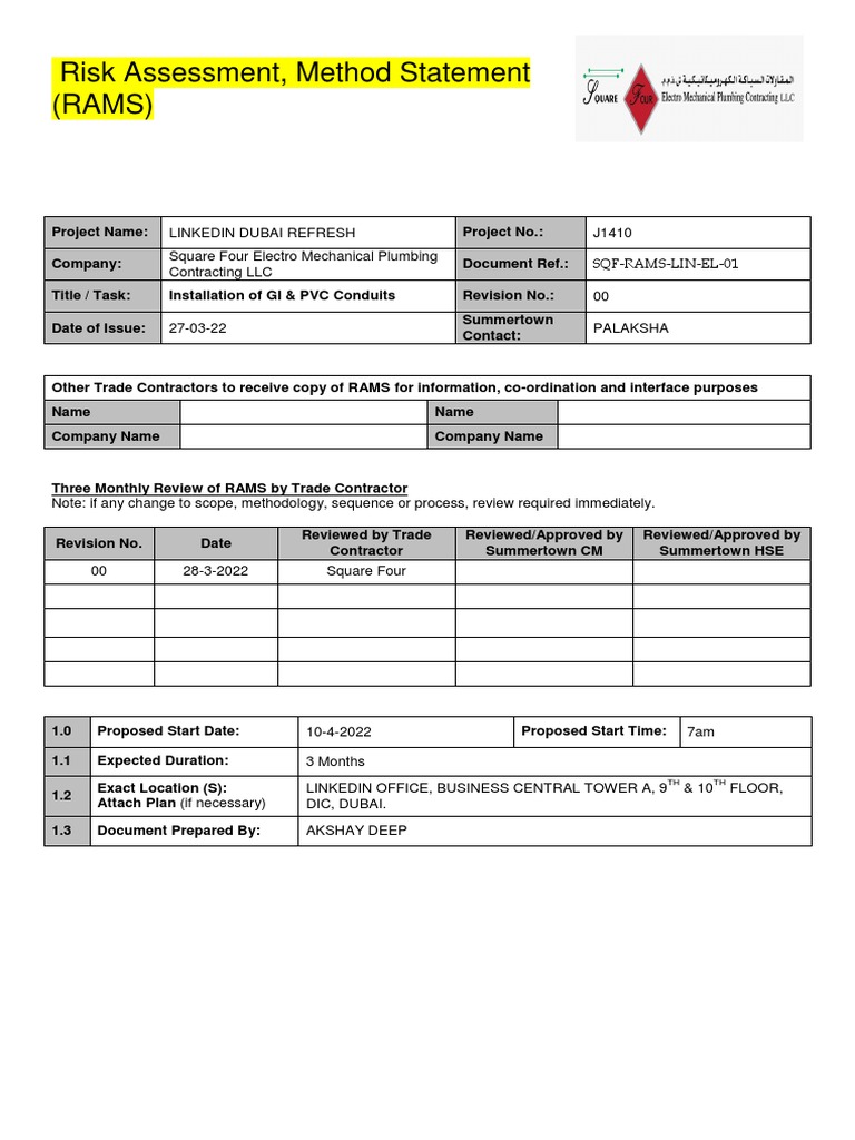 SQF-RAMS-LIN-EL-01 - Installation of GI&PVC Conduits. | PDF | Screw ...