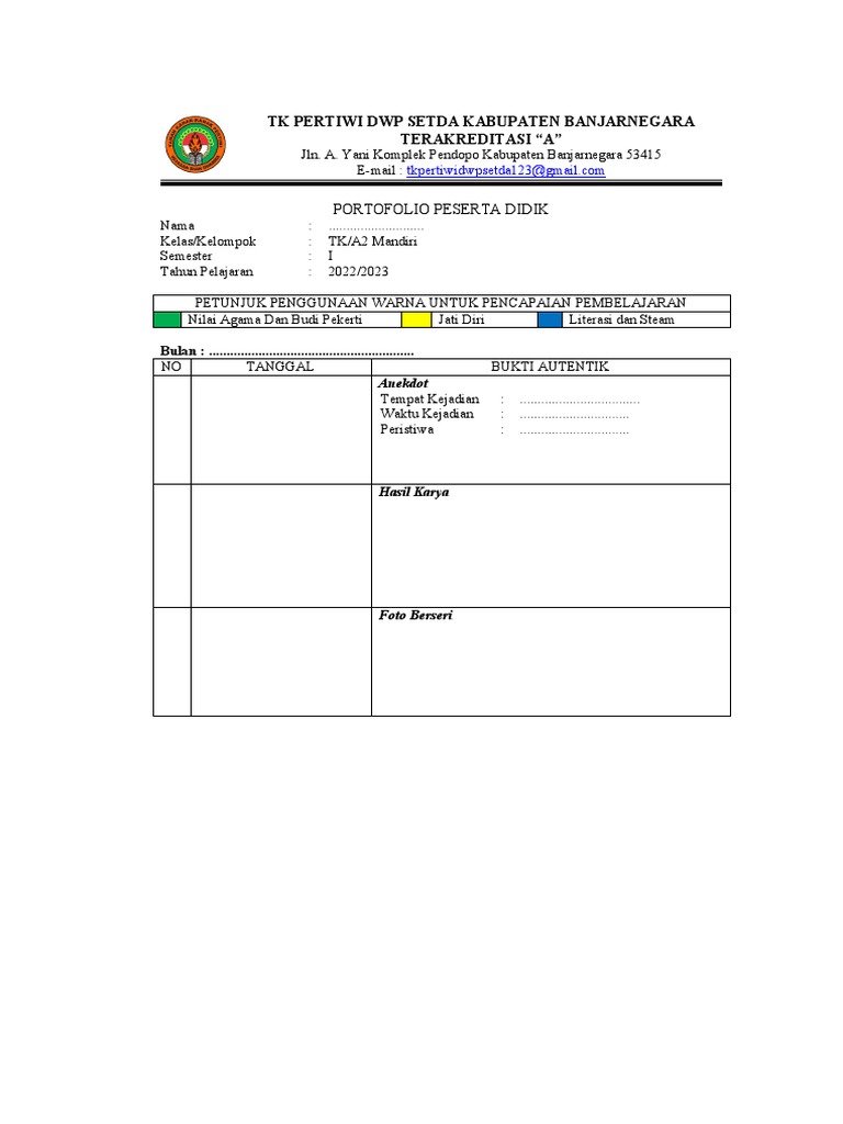 MASTER PENILAIAN ANEKDOT HASIL KARYA FOTO SERI | PDF