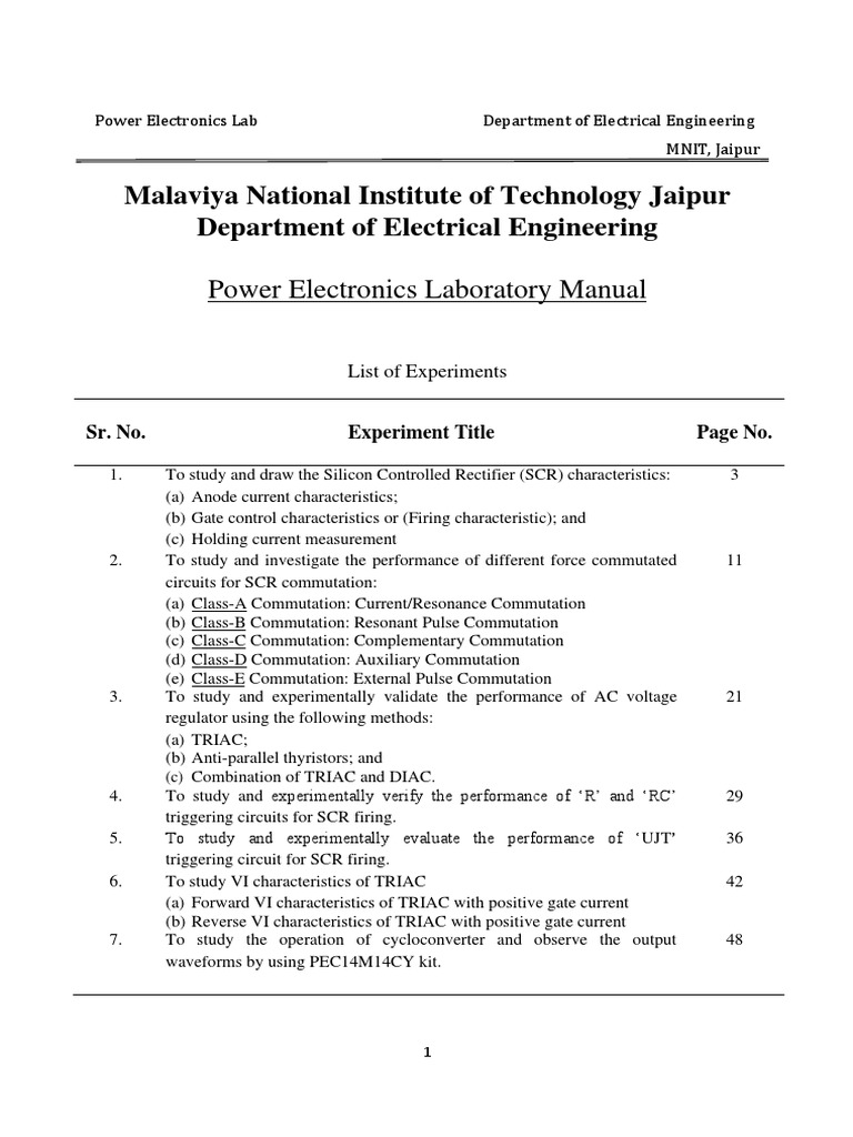 P.E Ug Lab Manual | PDF | Power Electronics | Power (Physics)