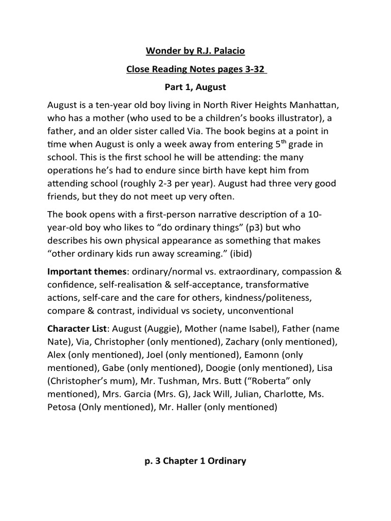 Wonder Summary | PDF | Plural