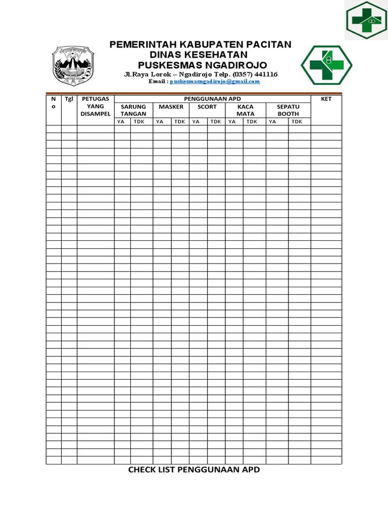 Check List Penggunaan Apd | PDF