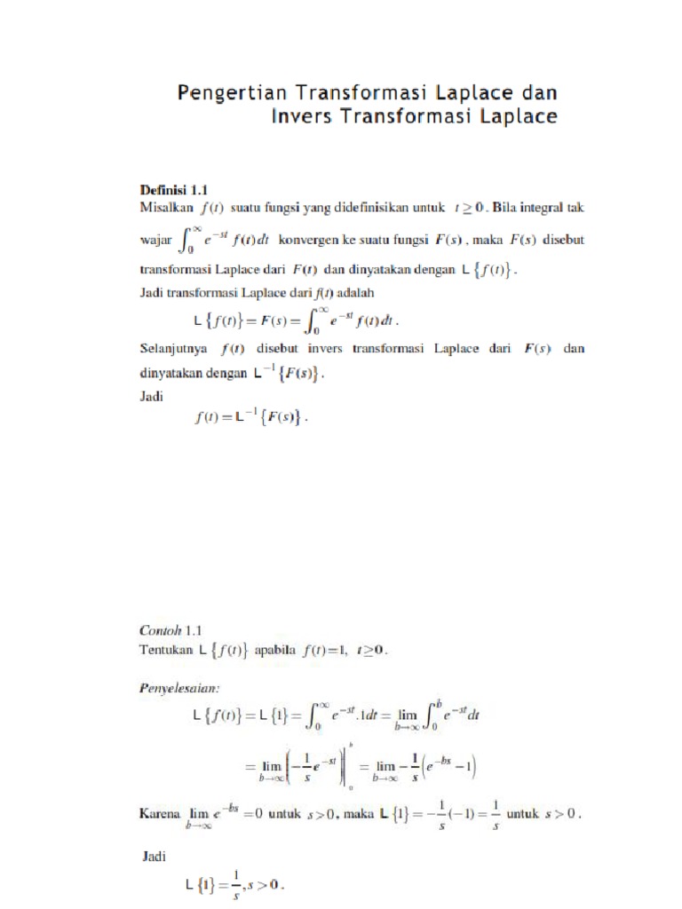 Bahan Ajar Transformasi Laplace Pdf