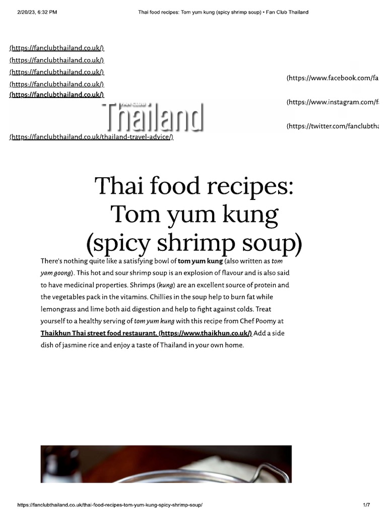 Tom Yum Kung (Spicy Shrimp Soup) | PDF