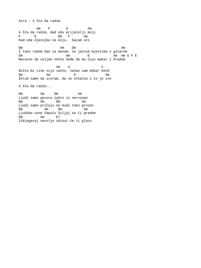 Azra - A Sta Da Radim | PDF