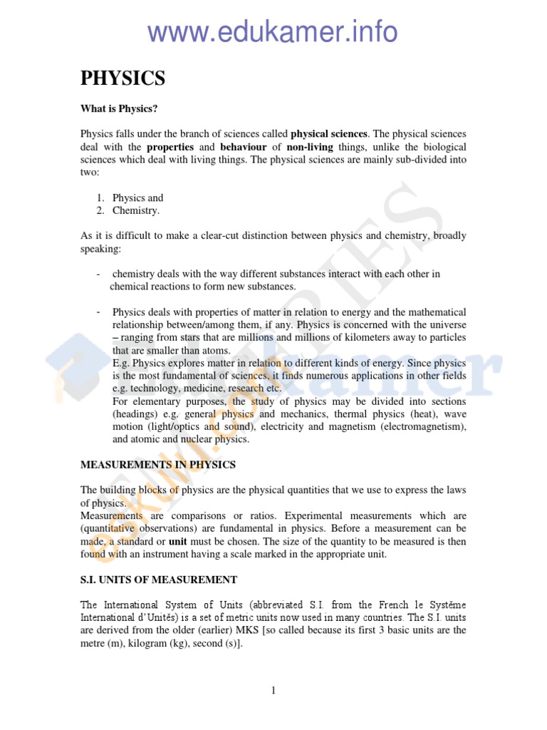 Grade 10 12 Physics Pamphlet | PDF | Physics | International System Of ...