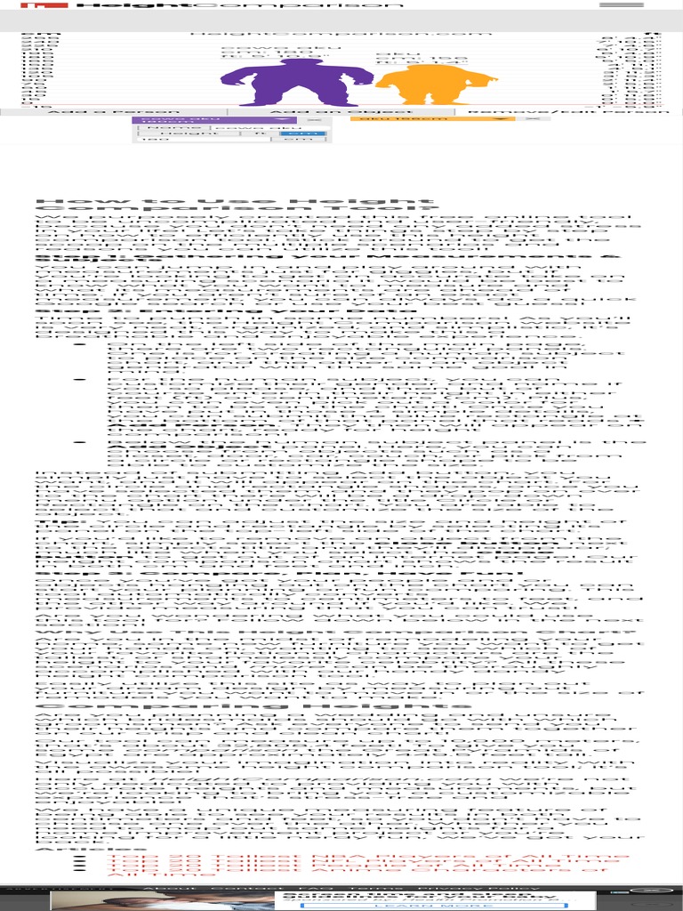 Height Comparison - Comparing Heights Visually With Chart | PDF