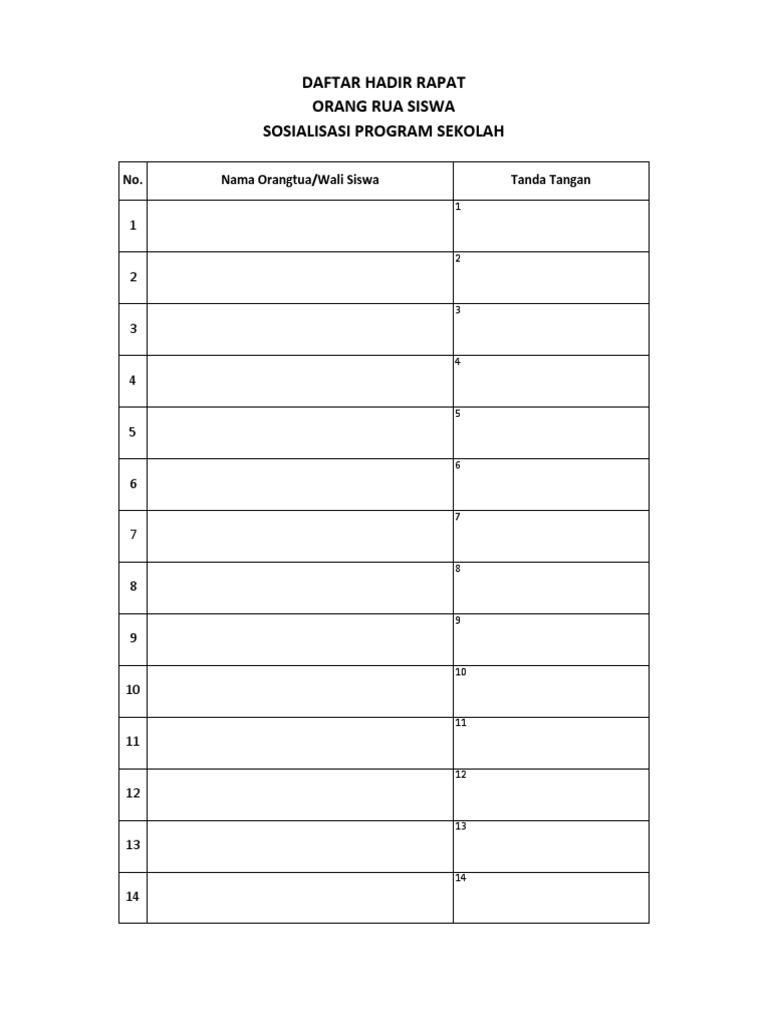 daftar hadir rapat sekolah | PDF