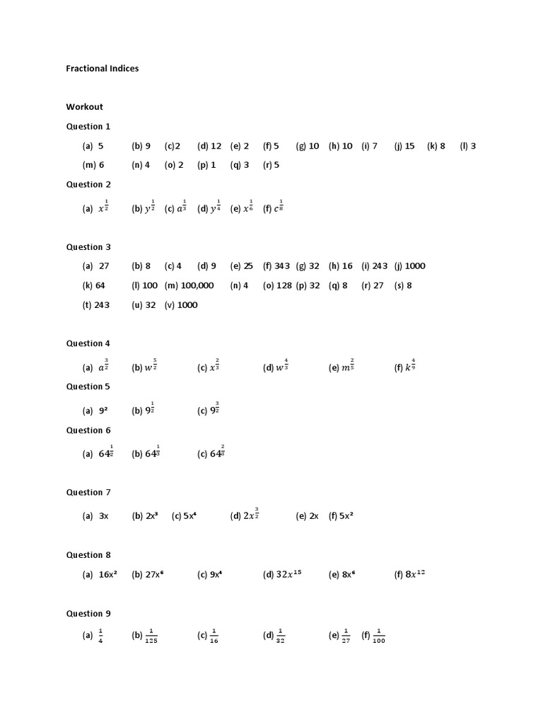 Fractional Indices | PDF | Arithmetic | Mathematics