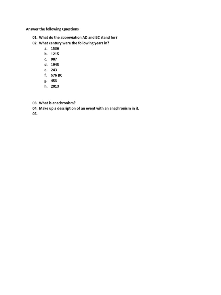 6 History Questions PDF