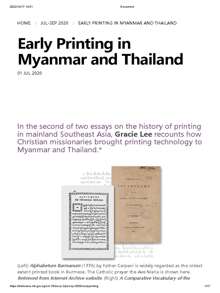 Early Printing in Myanmar and Thailand | PDF | Thailand | Myanmar
