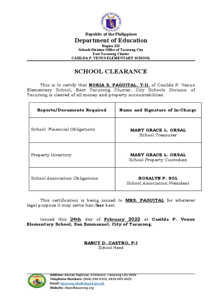 School-Clearance | PDF