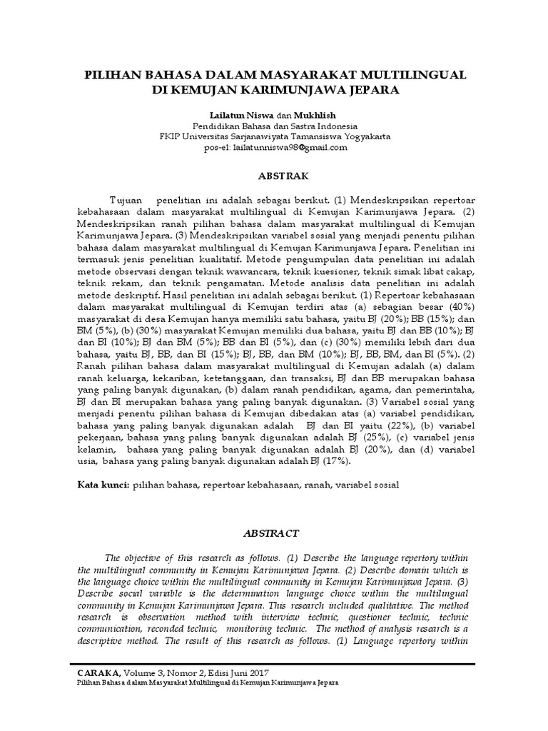 Admin, Journal Manager, 8. HLM 110-126 PILIHAN BAHASA DALAM MASYARAKAT MULTILINGUAL-Lailatun ...