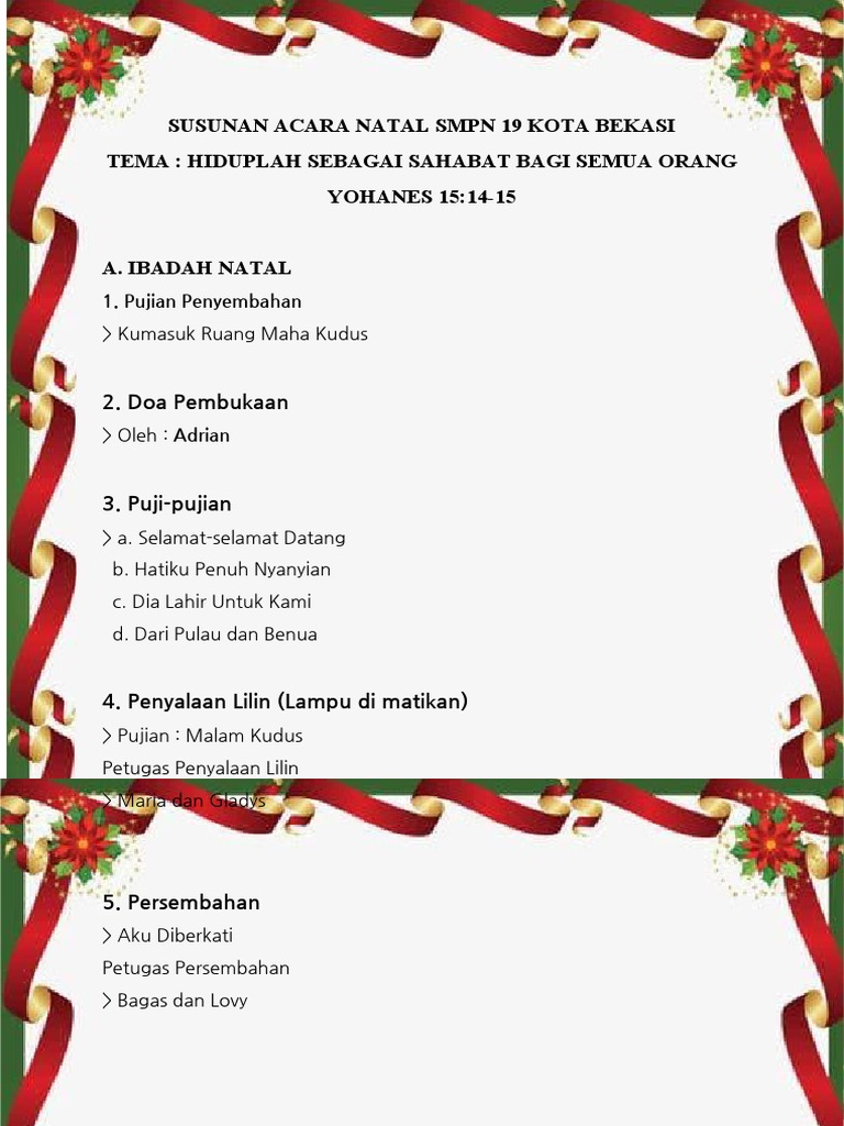 Rundown Acara Natal SMPN 19 Bekasi | PDF