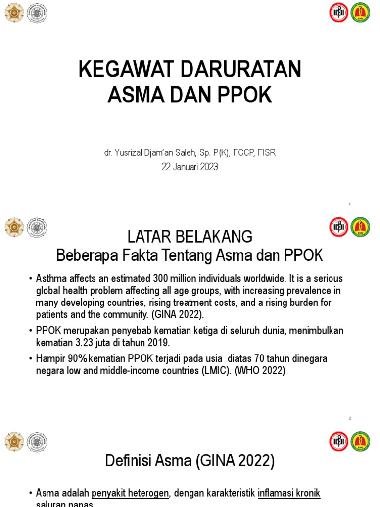 Kegawatdaruratan Asma Dan PPOK | PDF | Chronic Obstructive Pulmonary Disease | Respiratory System