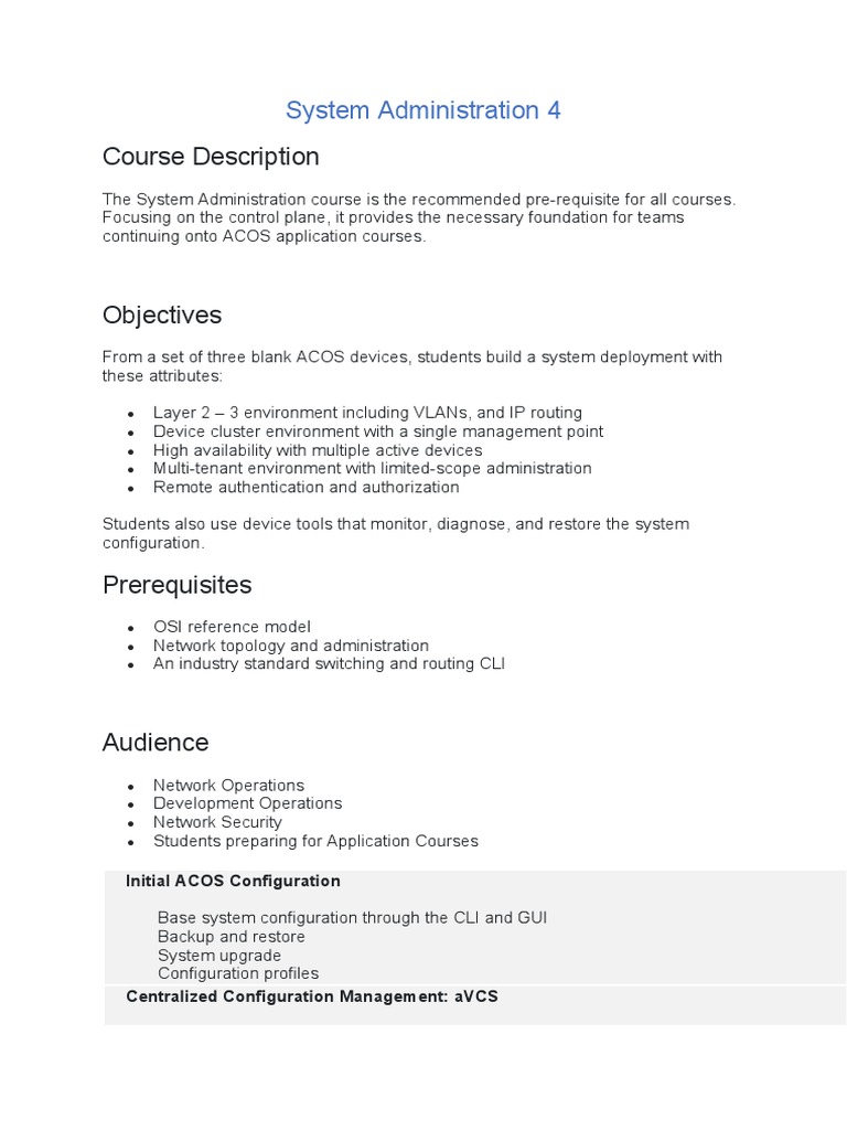 System Administration Course Overview | PDF | Business