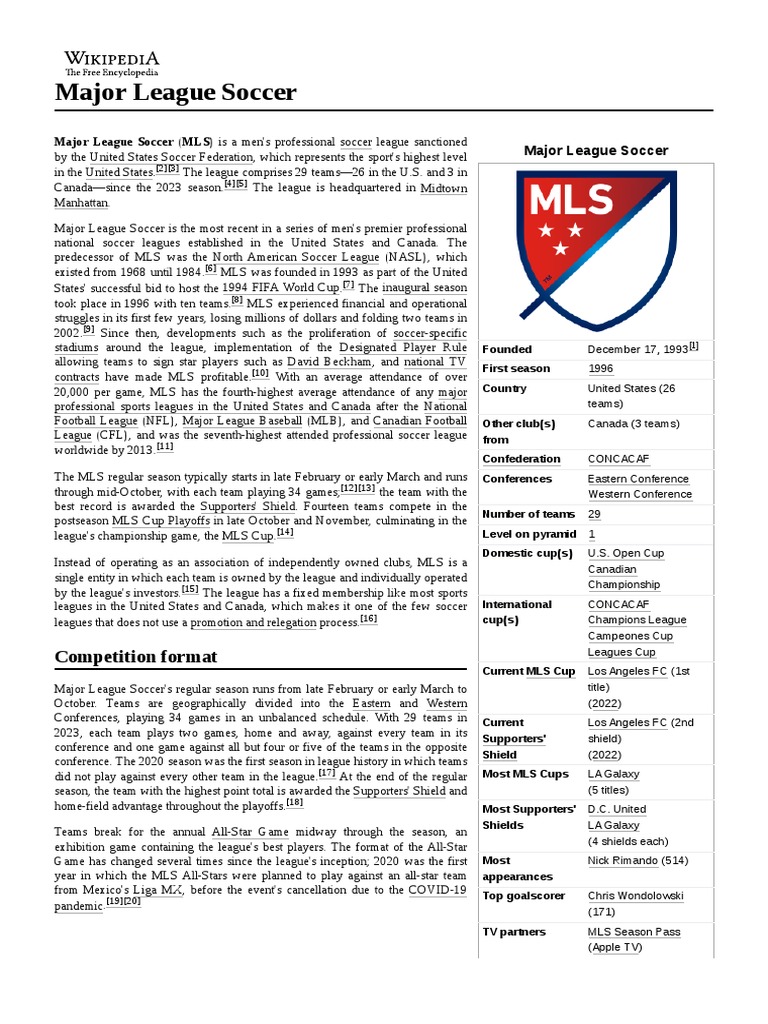 Major League Soccer | PDF | Major League Soccer | Summer Sports