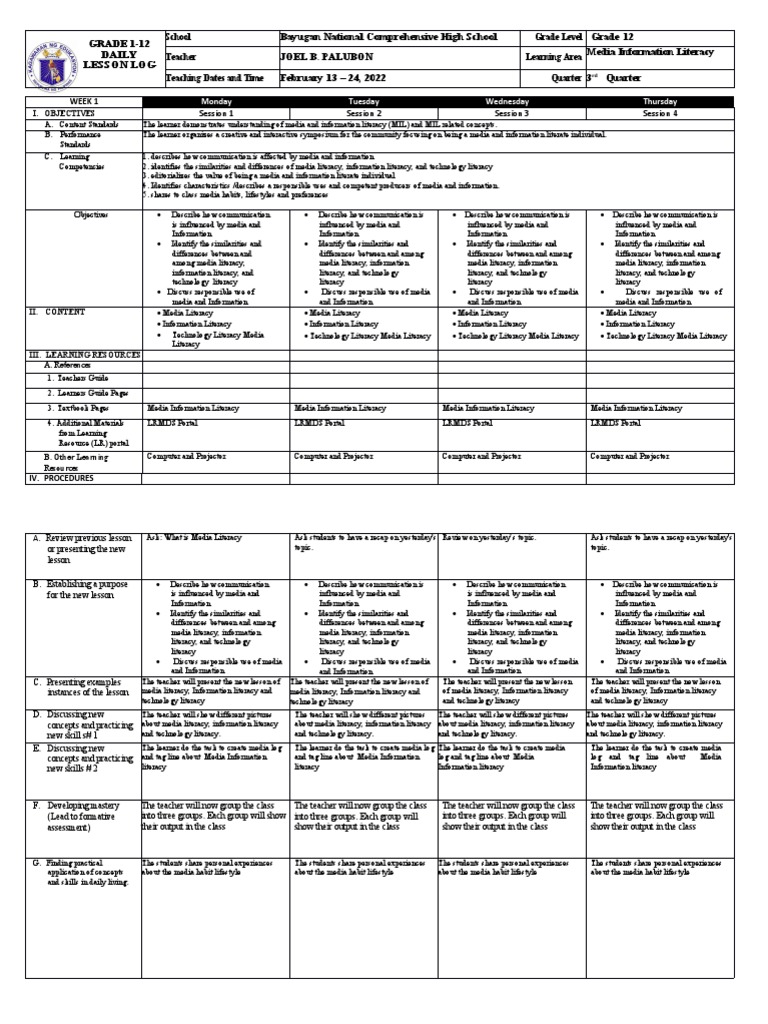 DLL MIL WEEK 1 | PDF | Information Literacy | Literacy
