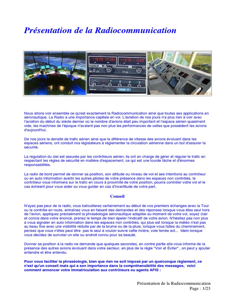 Radiocommunication en ULM et Phraséologie | PDF | Transpondeur ...