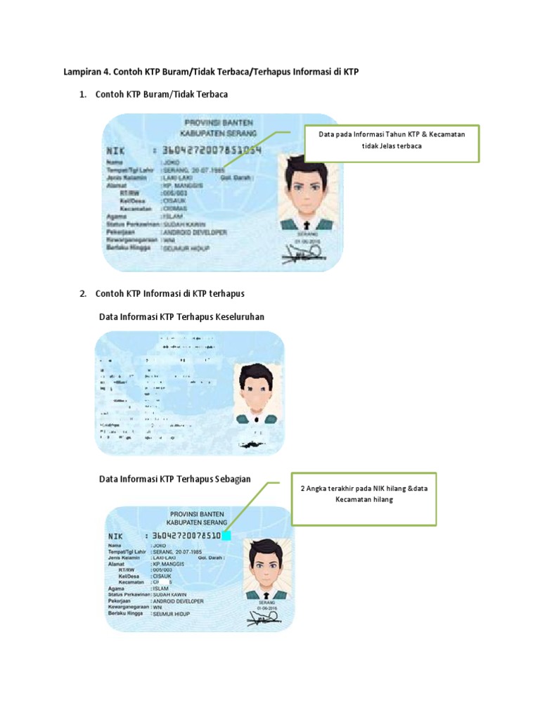 Contoh KTP Buram dan Patah | PDF