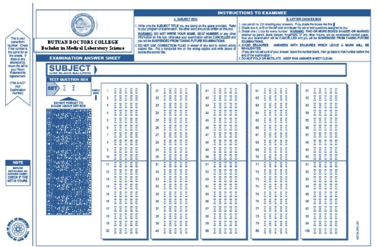 BDC Answer Sheet | PDF