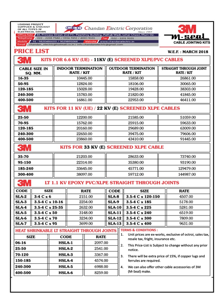 Price List of 3m Joint Kit | PDF | Building Materials | Building ...