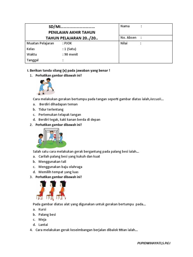 Soal Pat Pjok Kelas 1 k13 | PDF