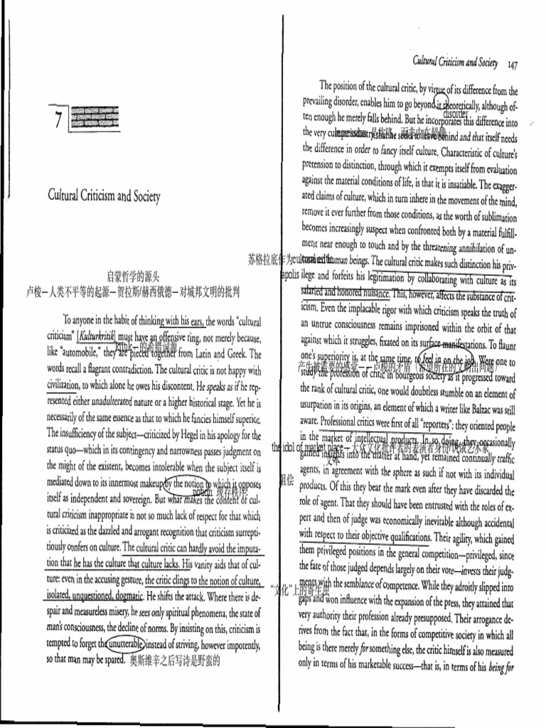 Theodor Adorno--Cultural Criticism and Society | PDF | Philosophical ...