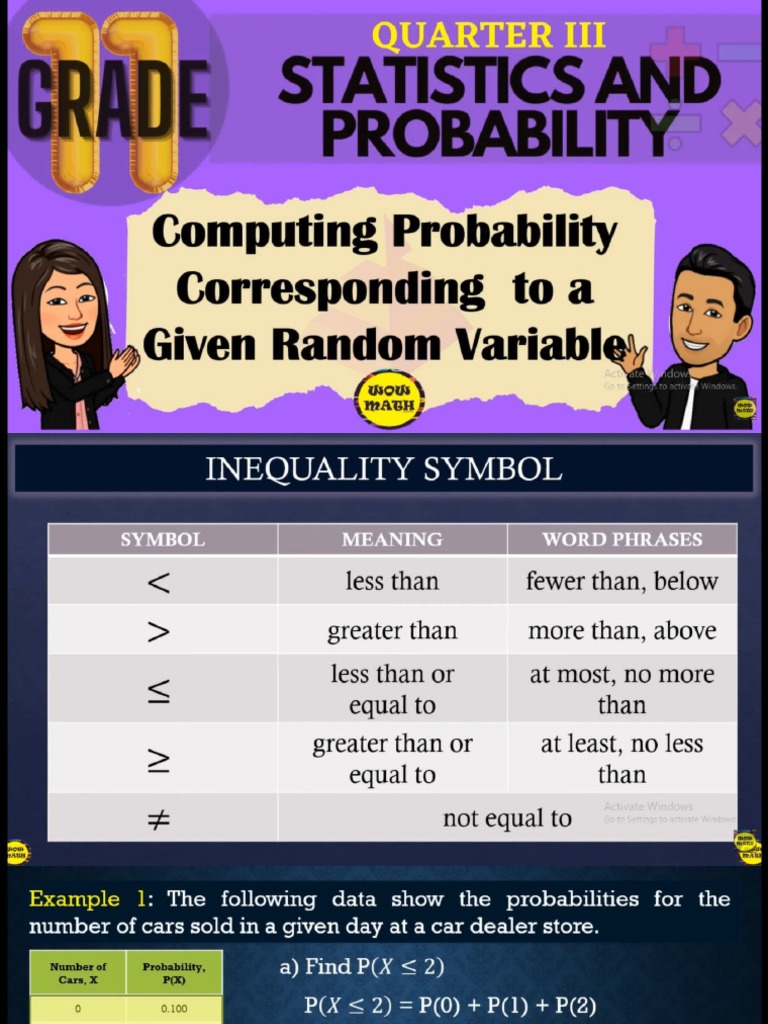 Computing Probability Corresponding The Given Random Variable | PDF