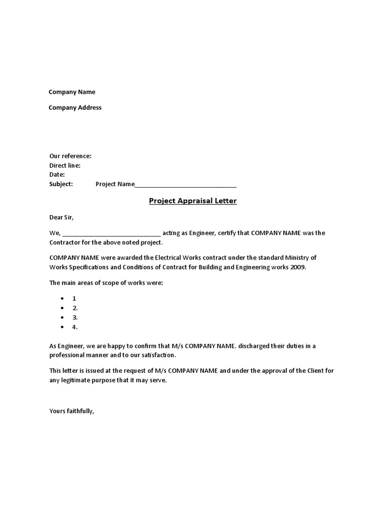 Contractor Performance Appreciation Letter | PDF