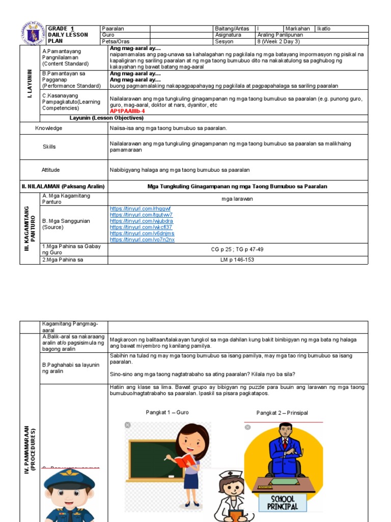 Grade 1 Daily Lesson Plan: Ap1Paaiiib-4 | PDF