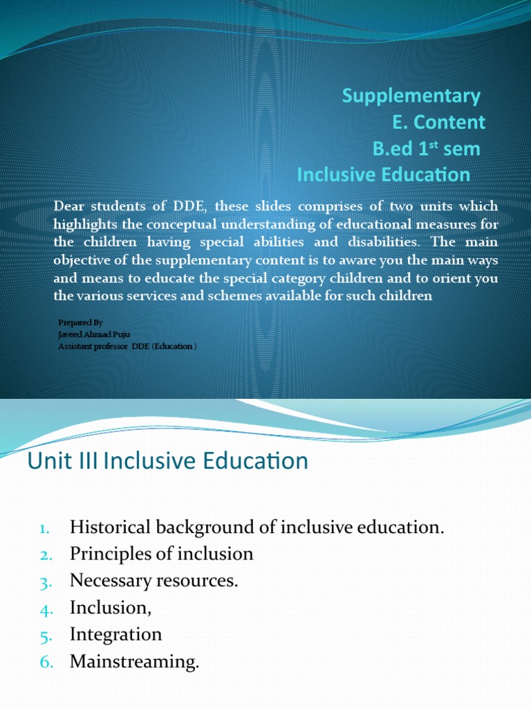 Inclusive Educpresentation | PDF | Inclusion (Education) | Special Education