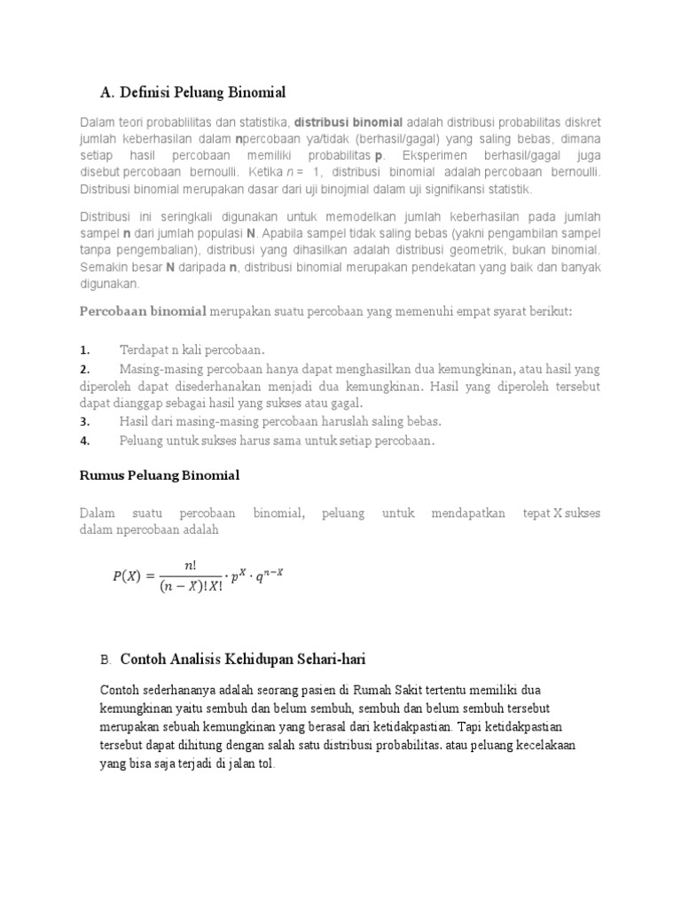 Rumus dan Contoh Distribusi Binomial | PDF