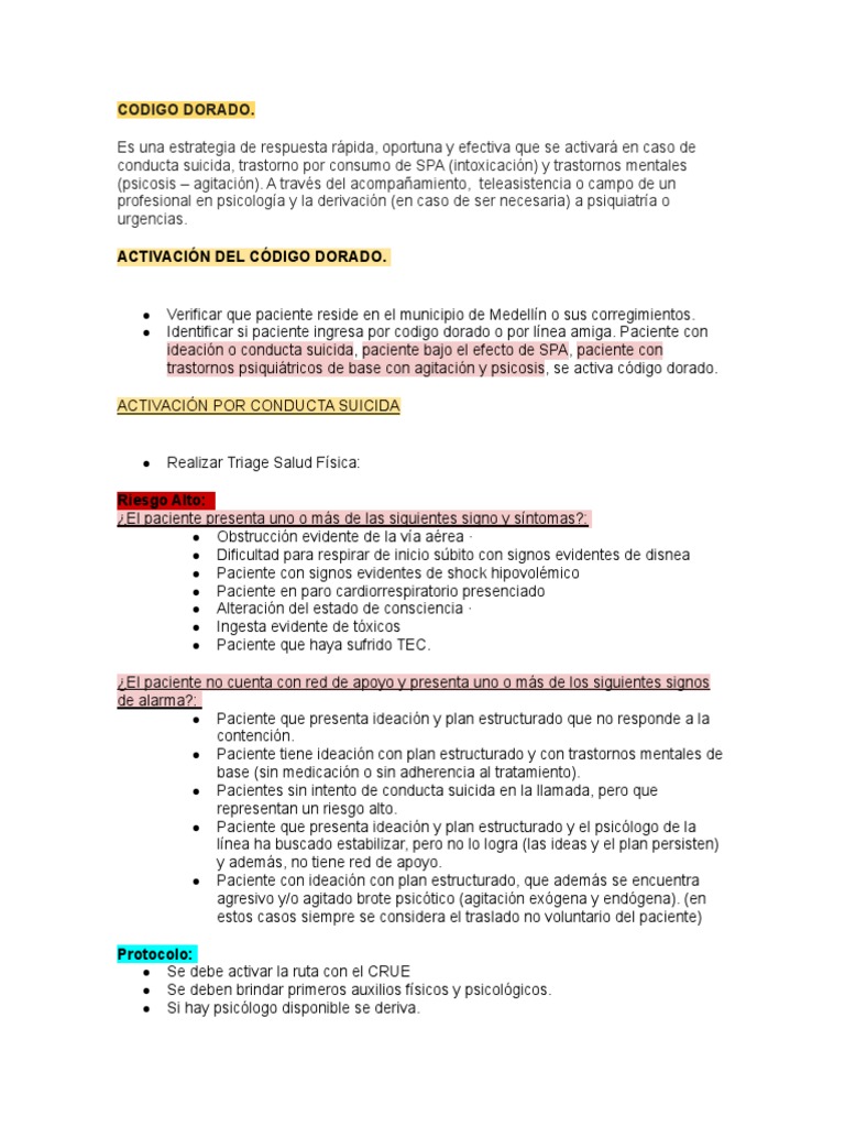 Codigo Dorado | PDF | Trastorno mental | Paciente