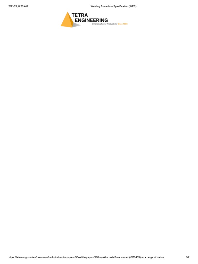 Welding Procedure Specification (WPS) | PDF | Construction | Welding