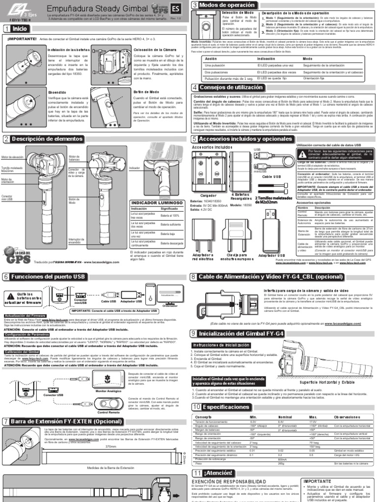 FY-G4 Manual de La Steady Gimbal de 3 Ejes (ES) Rev1.0 | PDF | USB ...