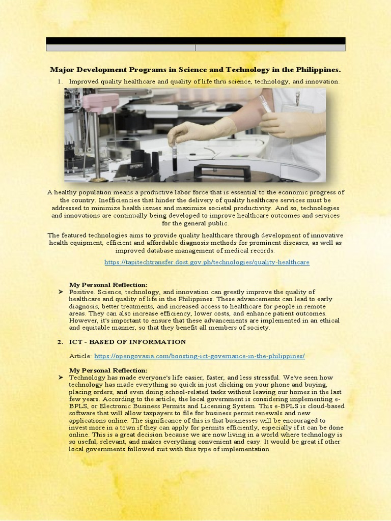 Major Development Programs in Science and Technology in The Philippines ...