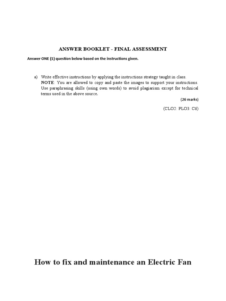 Answer Booklet (Tech Prof Com Final Assessment) | PDF | Communication ...