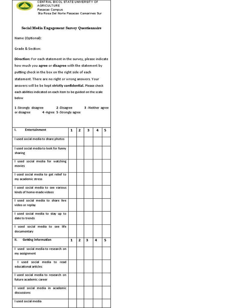 Social Media Engagement Survey | PDF