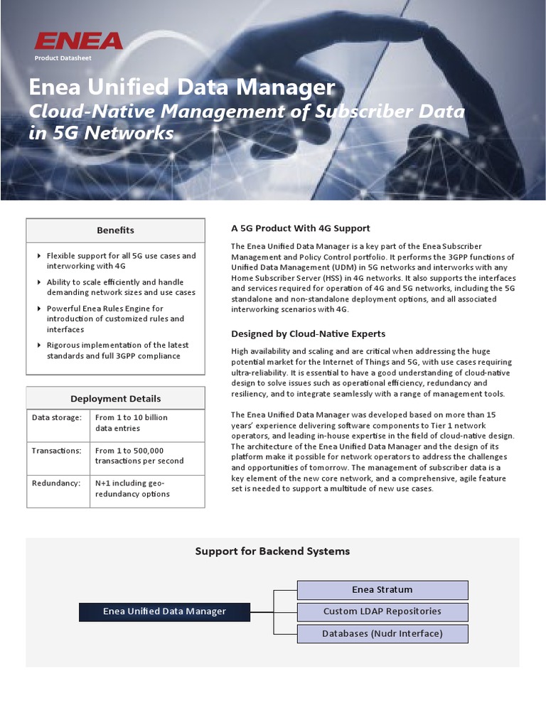 Enea Unified Data Manager Udm | PDF | Computer Network | Cloud Computing Enea Unified Data Manager Udm | PDF | Computer Network | Cloud Computing