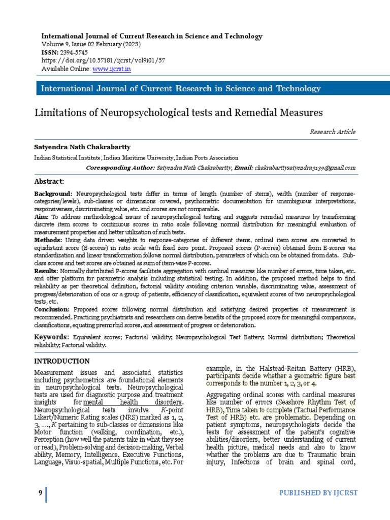Neuropsych Test Methodology Fixes | PDF | Normal Distribution ...