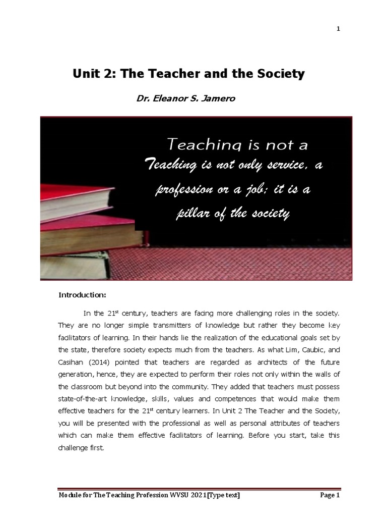 ED 201 Module (Unit 2) | PDF | Teachers | Learning