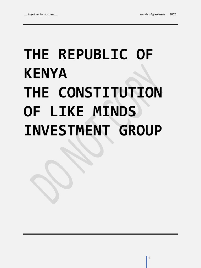 Like Minds Investment Group Constitution | PDF | Supermajority | Elections