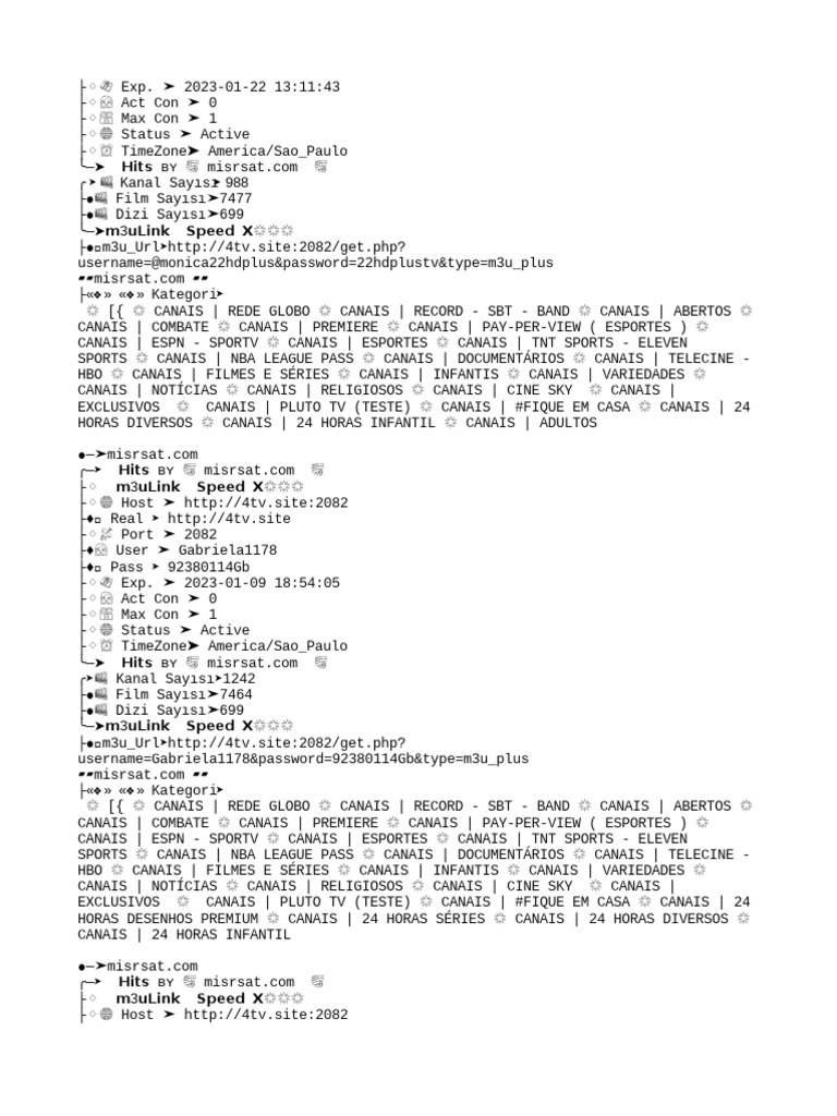 Codes Xtream IPTV - 2023 VIP Premium Date 2-2023 Group - 5 | PDF | ESPN | HBOs