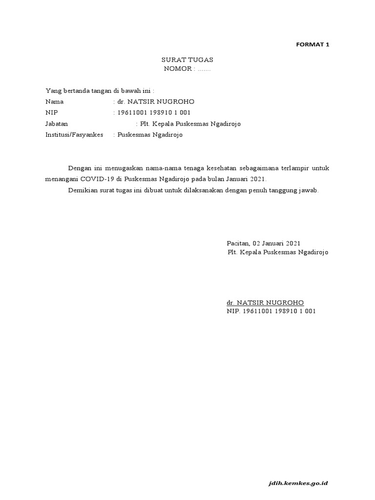 SURAT TUGAS FORMAT BARU | PDF