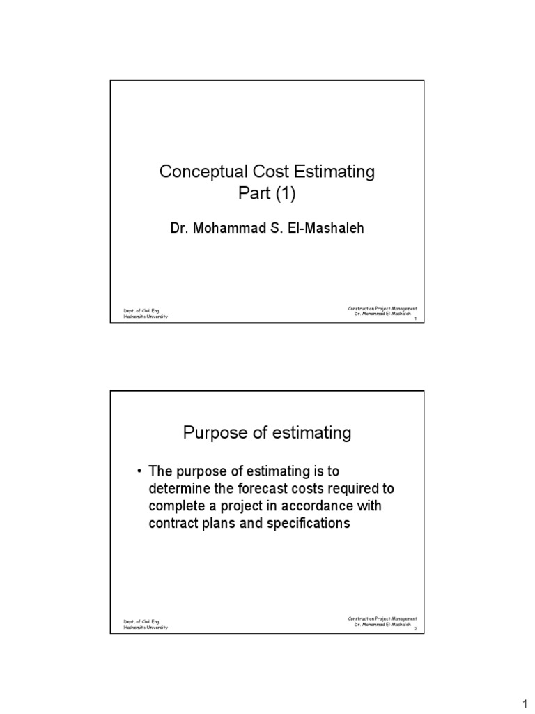 1 - Conceptual Cost Estimating - Part | PDF | Project Management | Business