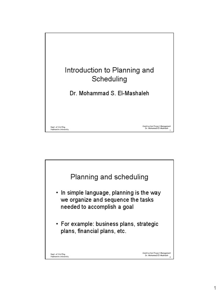 3 - Introduction To Planning and Scheduling | PDF | Business
